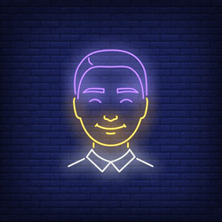 Hipster man face neon sign Royalty Free Vector Image