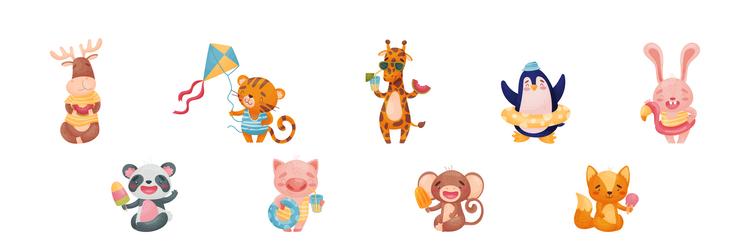 Cute animal at seaside summer having rest Vector Image