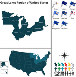 Map of great lakes Royalty Free Vector Image - VectorStock
