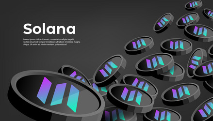 Solana coin banner sol cryptocurrency Royalty Free Vector