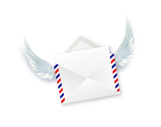 Paper envelope with angel wings letters be my Vector Image