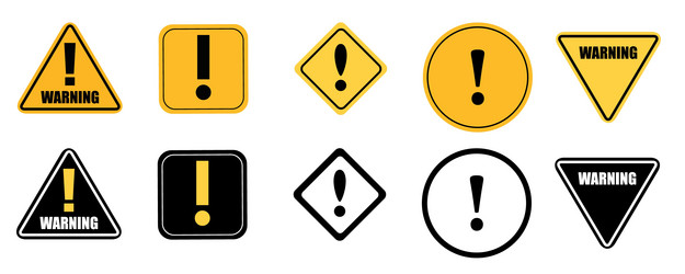 Caution signs symbols danger and warning Vector Image