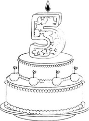 Cute number five with sweet cake Royalty Free Vector Image