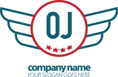Initial letter jo wing logo design template Vector Image