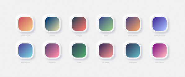 Modern different vivid color gradient schemes set Vector Image