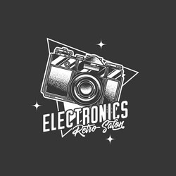 Camera poster icon logo design Royalty Free Vector Image