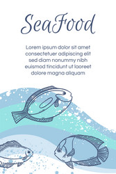 Seafood restaurant menu template hand drawn fish Vector Image