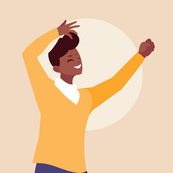 Happy man hands up Royalty Free Vector Image - VectorStock