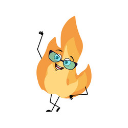 Family of fire flame character with happy emotions