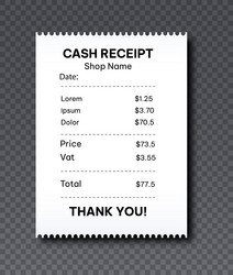 Cash receipt set Royalty Free Vector Image - VectorStock