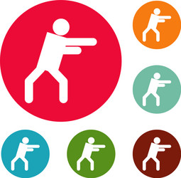 Stick figure stickman icons circle set Royalty Free Vector