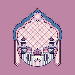 Elegant mosque with black yellow islamic frame Vector Image