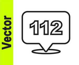 Black line telephone with emergency call 112 icon Vector Image