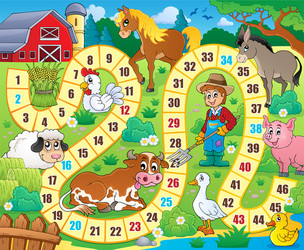 Kids farm board game Royalty Free Vector Image