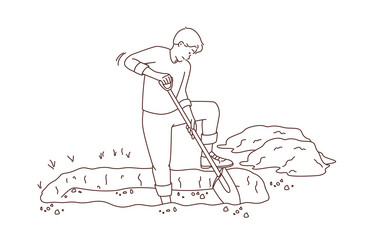 Man digging grave Royalty Free Vector Image - VectorStock