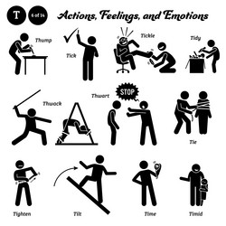Stick figure human people man action feelings Vector Image