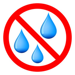 Stop water drop sign forbidden icon for wet Vector Image