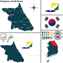 Map of gangwon state of south korea Royalty Free Vector