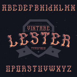 Vintage label font named lester Royalty Free Vector Image