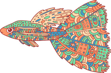 Doodle entangle fish zen art coloring page Vector Image