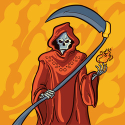 Flat grim reaper with fire Royalty Free Vector Image