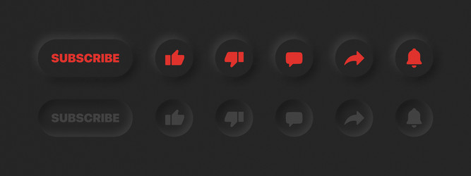 Neumorphic ui ux design elements youtube buttons Vector Image