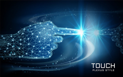 Hand touching low poly gd Royalty Free Vector Image