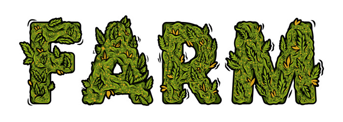 Decorative green marijuana alphabet design Vector Image