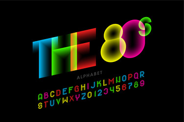 Eighties style retro font 80s design Royalty Free Vector