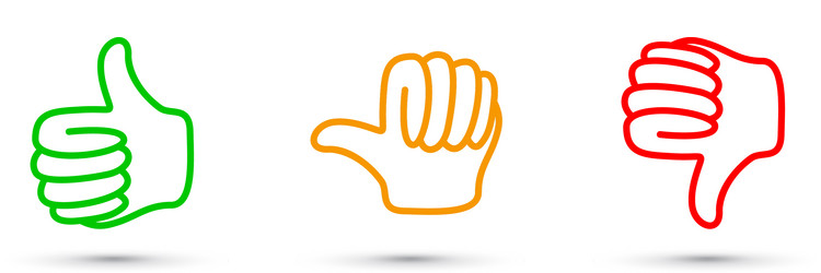 Thumb up down line and silhouette icon set Vector Image