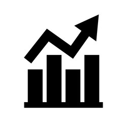 Step-by-step growing bar graph silhouette icon Vector Image