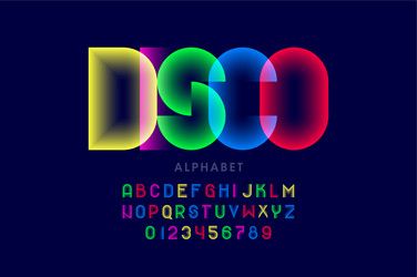 80s retro font disco style alphabet and numbers Vector Image
