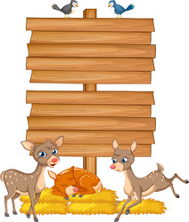 Deer with wooden sign banner Royalty Free Vector Image