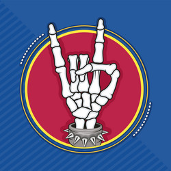 Skeleton hand symbol patch Royalty Free Vector Image