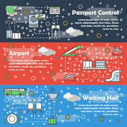 Airport security check-in banner vertical set Vector Image