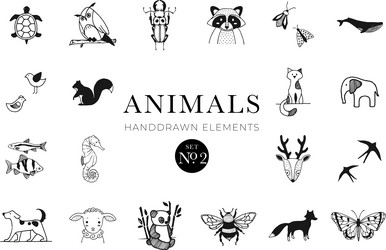 Animals handdrawn elements animal Royalty Free Vector Image