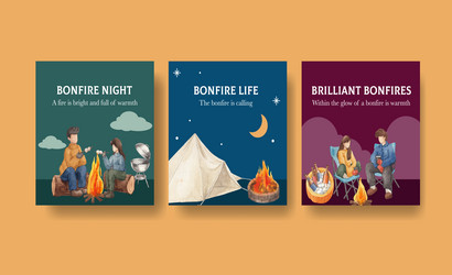 Banner template with bonfire party Royalty Free Vector Image