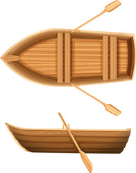 Wooden boat top and side view Royalty Free Vector Image