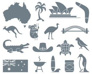Australia icons Royalty Free Vector Image - VectorStock