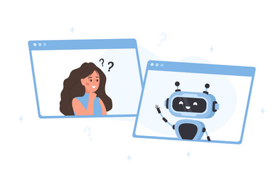 Chatbot concept woman talking with robot ai Vector Image