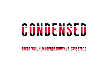 Condensed font high modern alphabet Royalty Free Vector