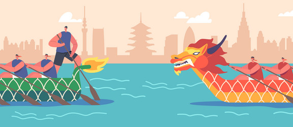 Four athletes swim on boat concept of rowing Vector Image