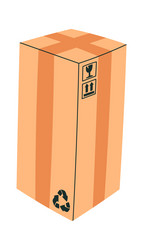 Cartoon cardboard box flat icon Royalty Free Vector Image