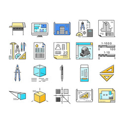 Engineer construction architect icons set Vector Image
