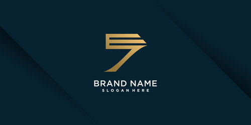 Logo icon with number seven golden creative Vector Image
