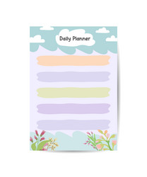 Daily routines planner template with floral Vector Image