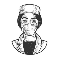 Woman in medical mask sketch Royalty Free Vector Image