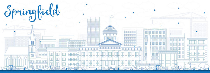 One continuous line drawing springfield city Vector Image