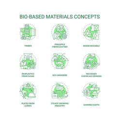 Bio based materials concept icons set Royalty Free Vector