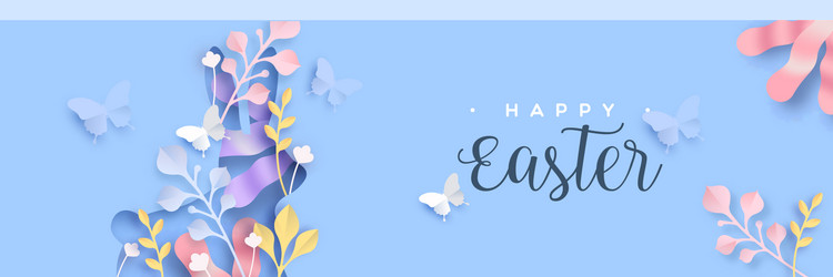 Happy easter papercut spring rabbit web template Vector Image